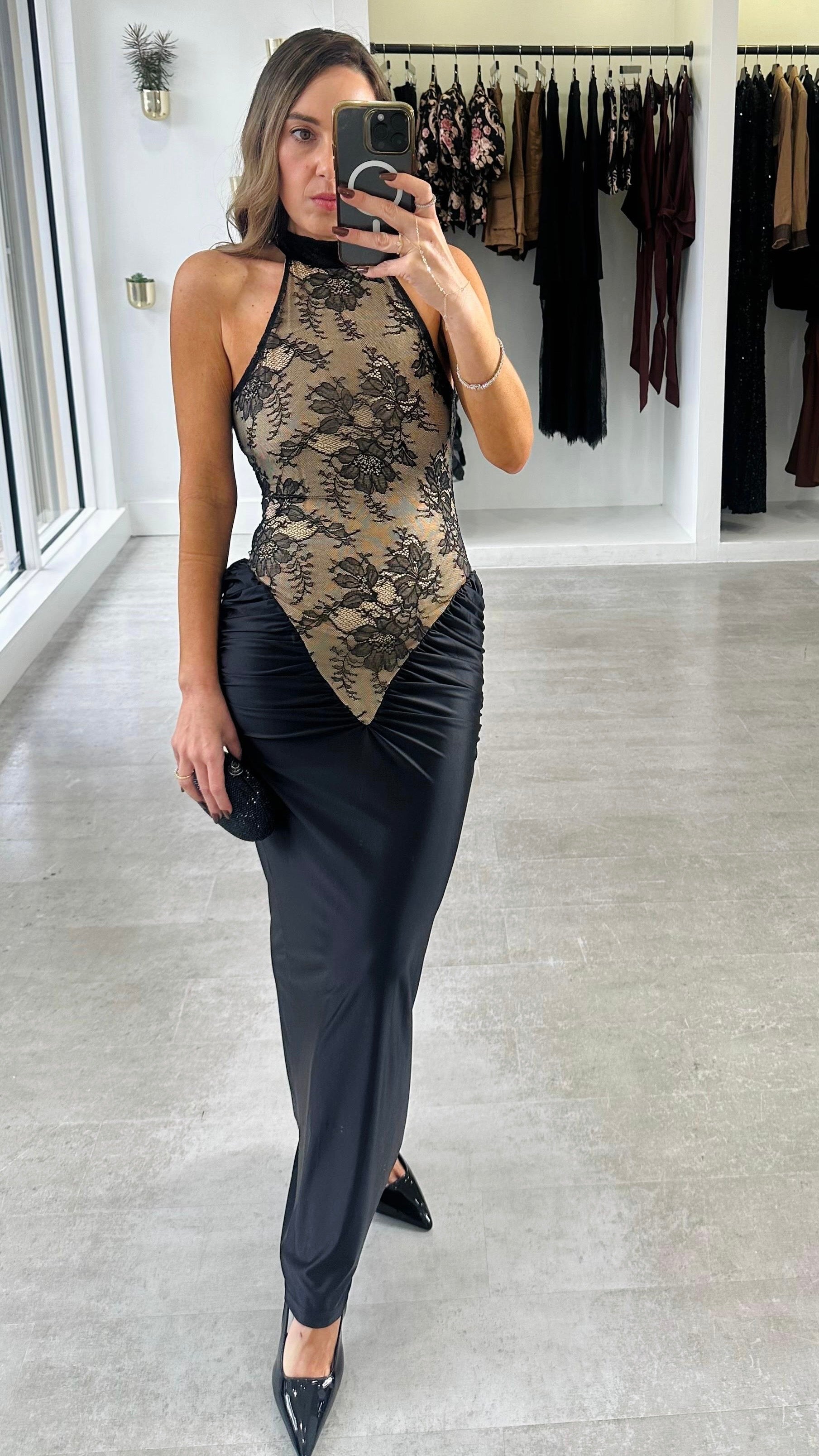 LACE DRAPE DRESS